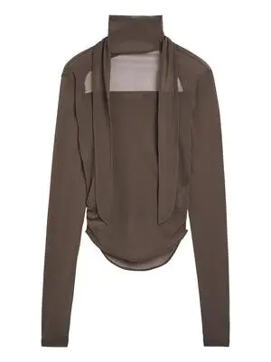 LEMAIRE Ballerina Scarf Mesh Top - Brown