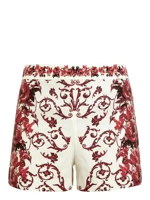 Alice + Olivia Hera Printed Linen-blend Shorts - Multicoloured