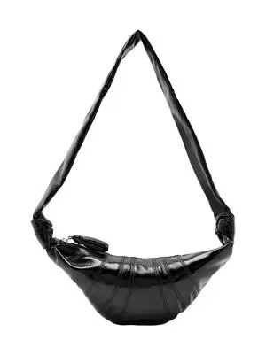 LEMAIRE Croissant Small Glossed Leather Shoulder Bag - Black