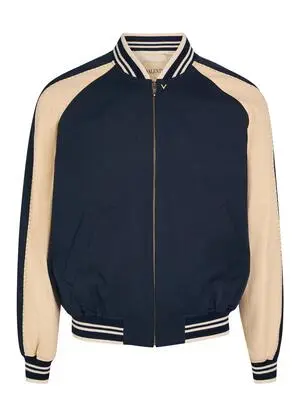 Valentino Garavani Panelled Cotton Bomber Jacket - Navy
