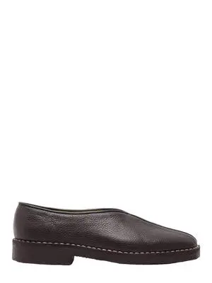 LEMAIRE Grained Leather Slipper Flats - Brown