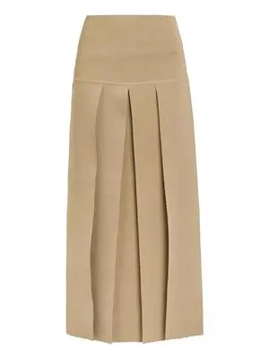 Alaïa Pleated Stretch Fine-knit Midi Skirt - Beige