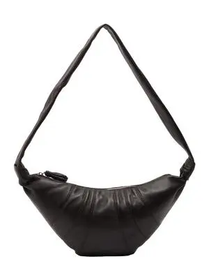LEMAIRE Croissant Medium Grained Leather Shoulder Bag - Dark Brown