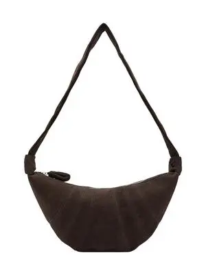 LEMAIRE Croissant Medium Nubuck Shoulder Bag - Brown