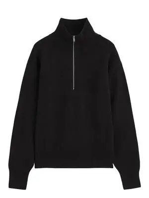 Cos COS Mock-Neck Half-Zip Knitted Sweater Black