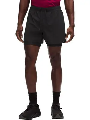 Lululemon Fast And Free Lined Running Short 5 - Black/black