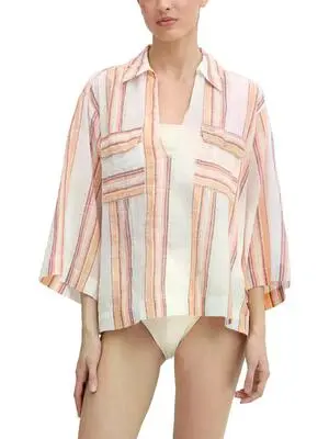 Melissa Odabash Billi Striped Pocket-detail Top - White