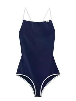 Prada One-piece Jersey Swimsuit With Contrasting Trim - Blue