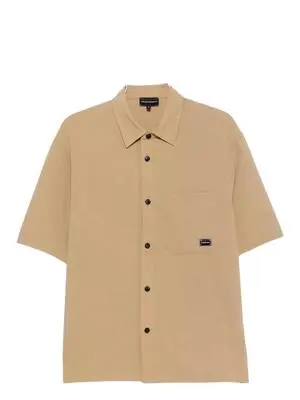 Emporio Armani Logo-plaque Short-sleeve Shirt - Neutrals