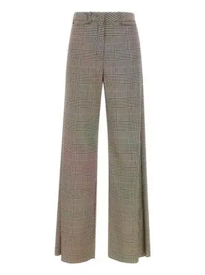Marella Check Pattern Wide-leg Trousers - Brown