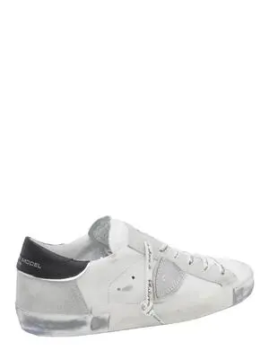 Philippe Model Prsx Logo Patch Leather Sneakers - White