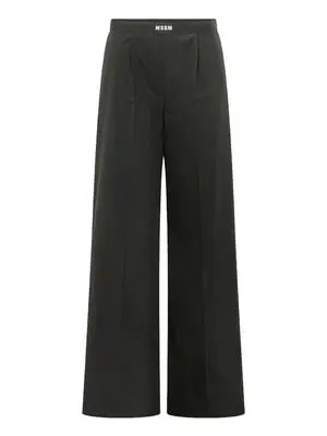MSGM Logo Print Wide-leg Trousers - Black