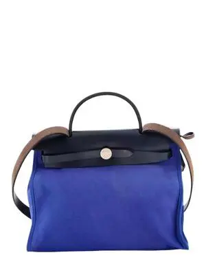 Hermès Herbag Zip Leather And Toile 31 Shoulder Bag - Blue