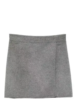 SEMICOUTURE Wrap-design Wool Mini Skirt - Grey
