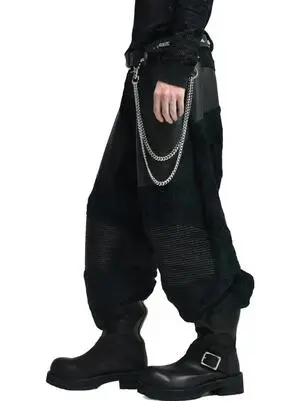FILTH Distressed Panelled Trousers - Black
