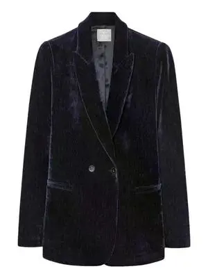 FORTE_FORTE Double-breasted Velvet Blazer - Blue
