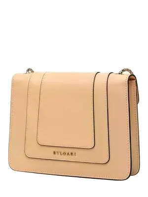 BVLGARI 2000-2026 Small Leather Square Serpenti Forever Chain Crossbody Bag Neutrals