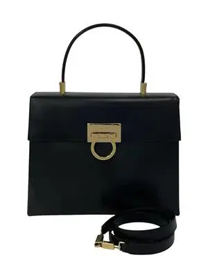 FERRAGAMO 2010-2026 Leather Gancini Satchel - Black