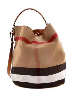 Burberry Ashby Bag House Check Canvas Medium Bucket Bag - Brown