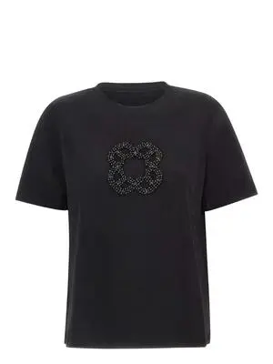 ELENA MIRÒ Bead-embellished Monogram Motif T-shirt - Black
