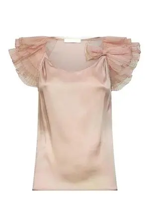 ALINA Bow-detail Ruffled Blouse - Neutrals