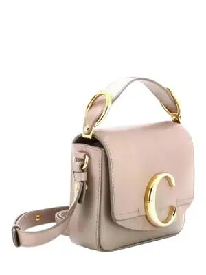 Chloé C Double Carry Bag Leather Mini Shoulder Bag Neutrals