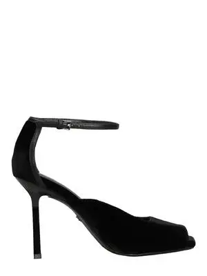 Lola Cruz Qelina 90 Velvet Sandals - Black