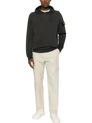 Stone Island Logo-patch Drawstring Hoodie - Grey