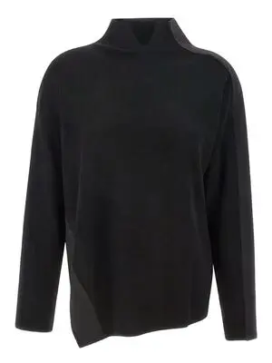 ELENA MIRÒ Asymmetrical Hem High-neck Sweater - Black