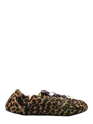 REPETTO Leopard-print Lace-up Ballet Flats