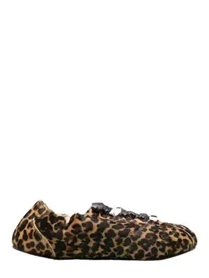 Repetto Leopard-print Lace-up Ballet Flats - Brown