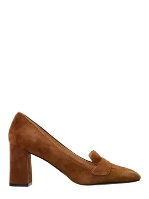 Furla Square Toe Pumps With Gold-tone Logo Lettering - Brown