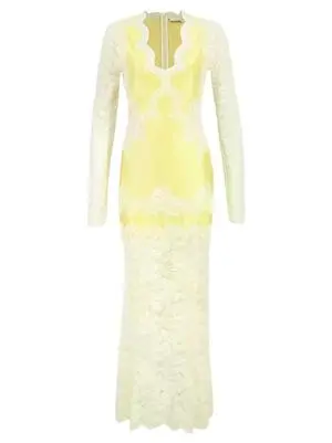 PACO RABANNE Lace-panelled Long-sleeve Maxi Dress