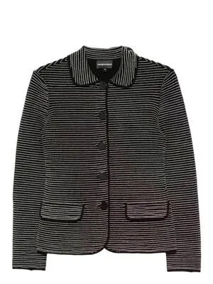 Emporio Armani Striped Button-up Jacket - Black