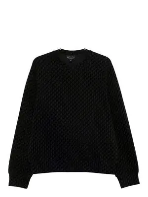 Emporio Armani Monogram-pattern Crew Neck Sweater - Black