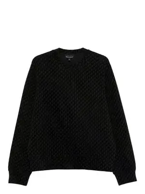 Emporio Armani Monogram-pattern Crew Neck Sweater - Black