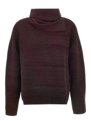 ELENA MIRÒ Ribbed Knit Boat Neck Sweater - Red