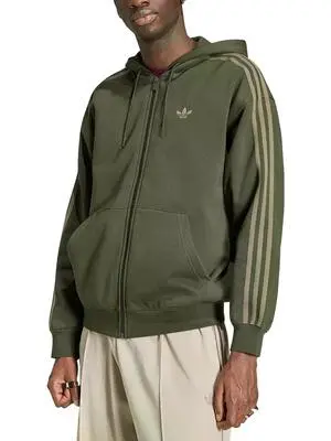 Adidas Logo-embroidered Zip-up Hoodie - Green