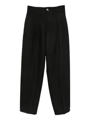 AMI Paris Pleated Straight-leg Trousers - Black