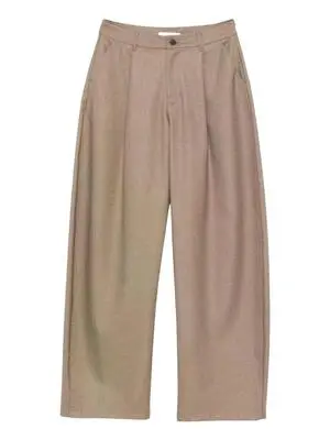 ELEH Pleated Wide-leg Trousers - Brown