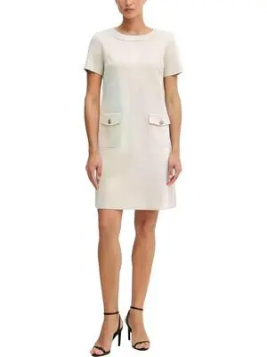 Joseph Ribkoff Flap-pocket Shift Mini Dress - Neutrals
