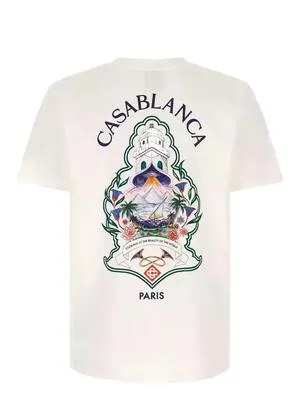 Casablanca Hotel Emblem Print T-shirt - Neutrals