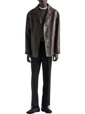 Prada Nappa Leather Caban Jacket - Brown