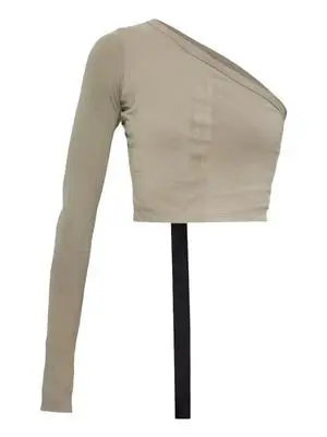 Rick Owens One-shoulder Long Sleeve Cropped Top - Neutrals