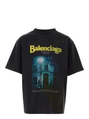 Balenciaga The Address Medium-fit T-shirt In Washed - Black