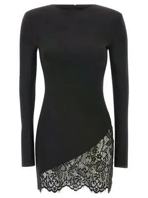 TWENTY FOURHAITCH Lace-insert Mini Dress - Black
