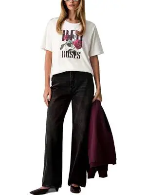 Liu Jo Rose-print Rhinestone-embellished T-shirt - White