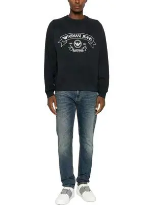 Emporio Armani Logo Print Raglan Sleeve Sweater - Blue