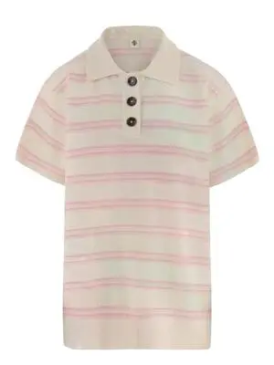 THE GARMENT Como Dads Striped Short-sleeve Polo Shirt - Neutrals