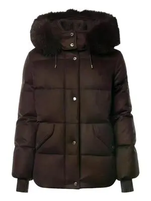 MOORER Faux-fur Trimmed Hooded Puffer Jacket - Brown